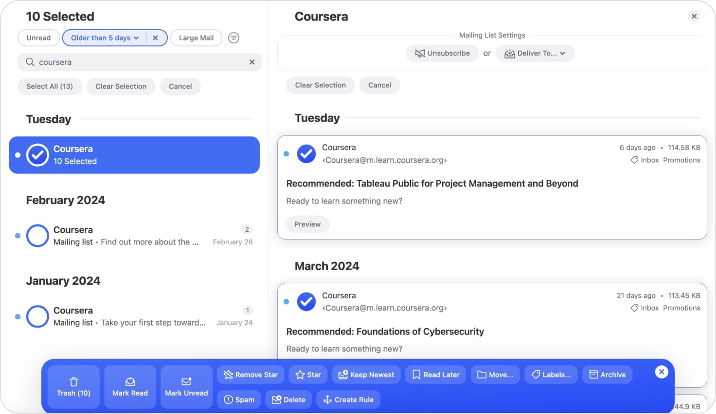 Apply Actions to a Specific Sender's Messages from a While Ago