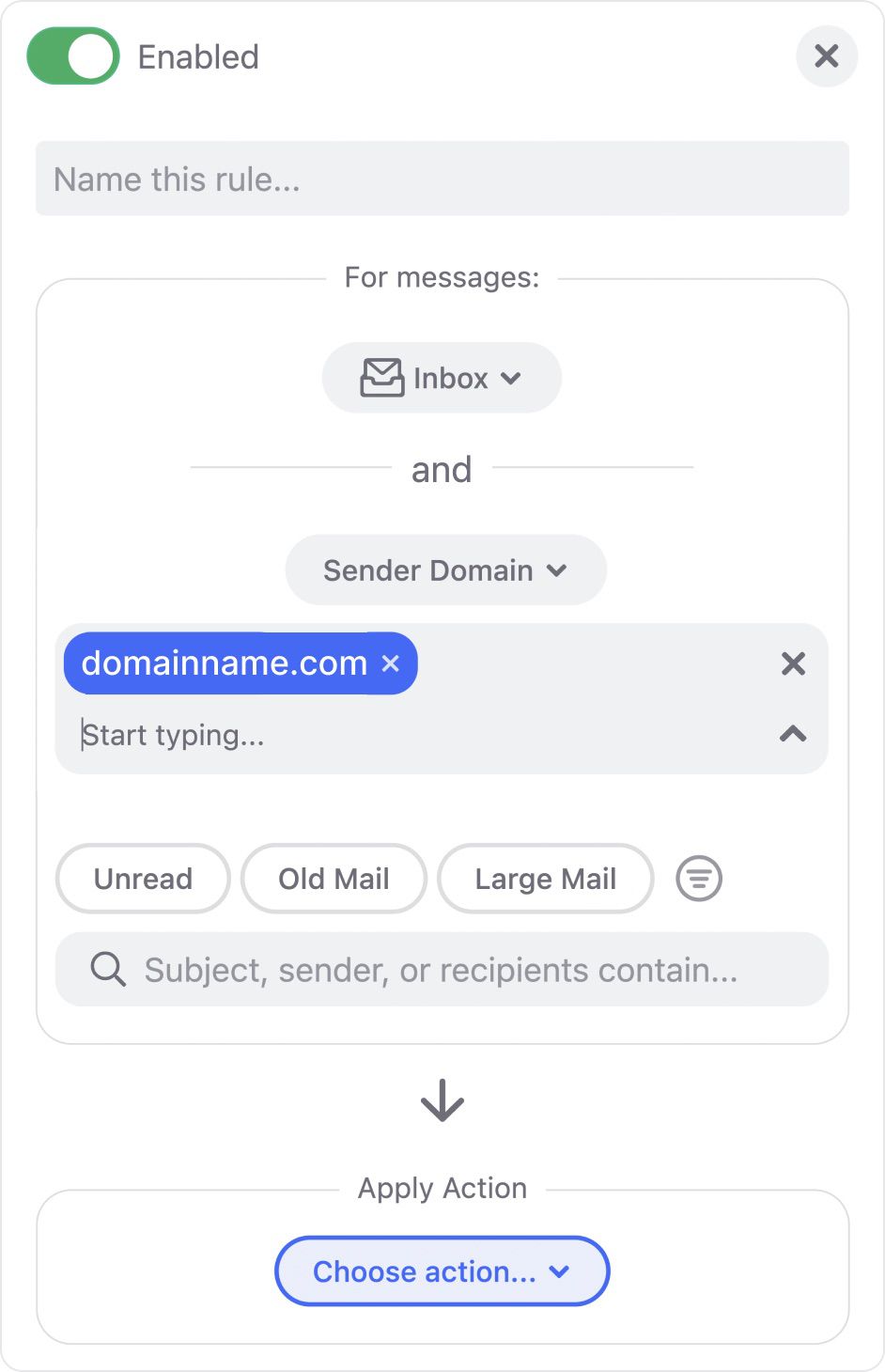Block All Messages Sent from a Specific Domain