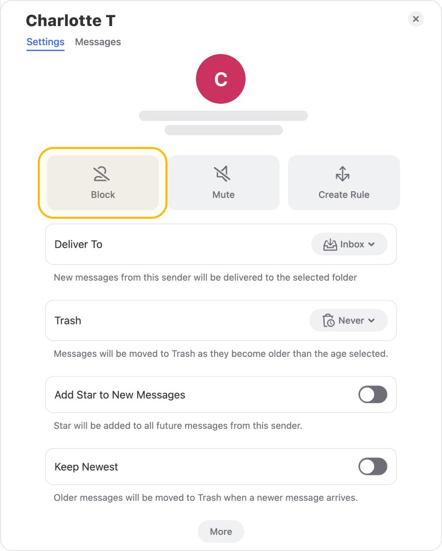 Block or Mute a Sender