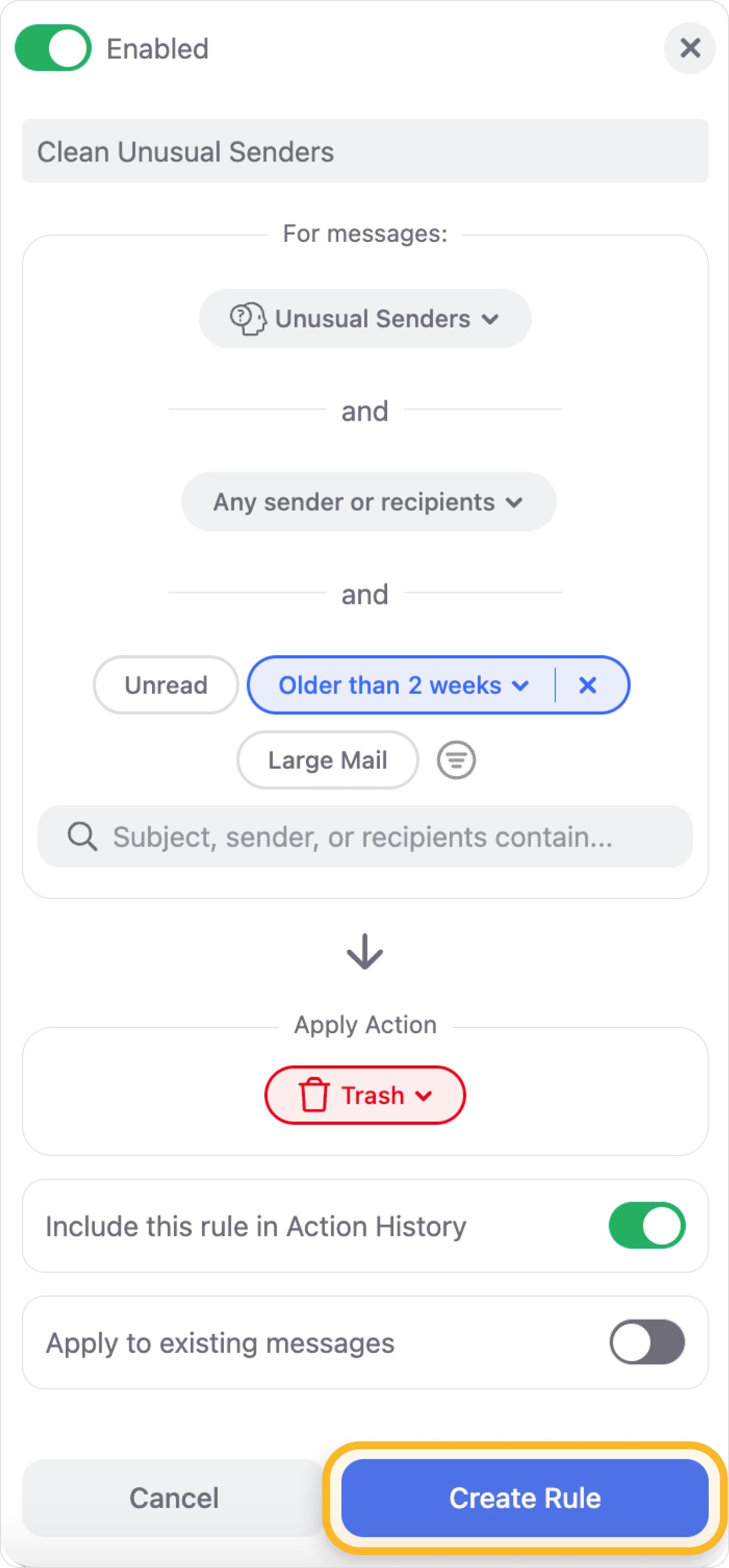 Clean Messages from Unusual Senders