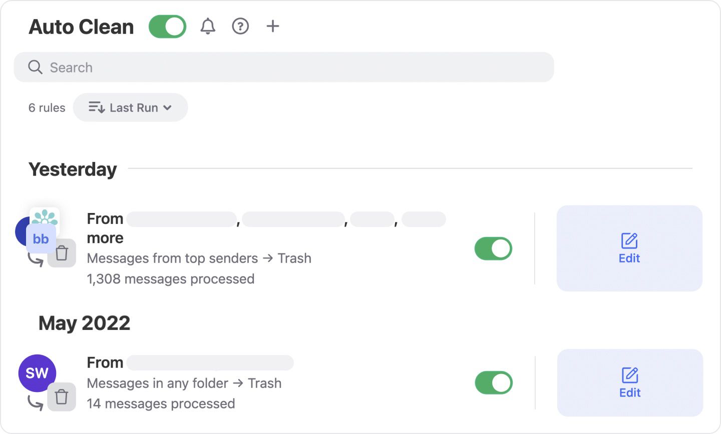 Managing Auto Clean Rules