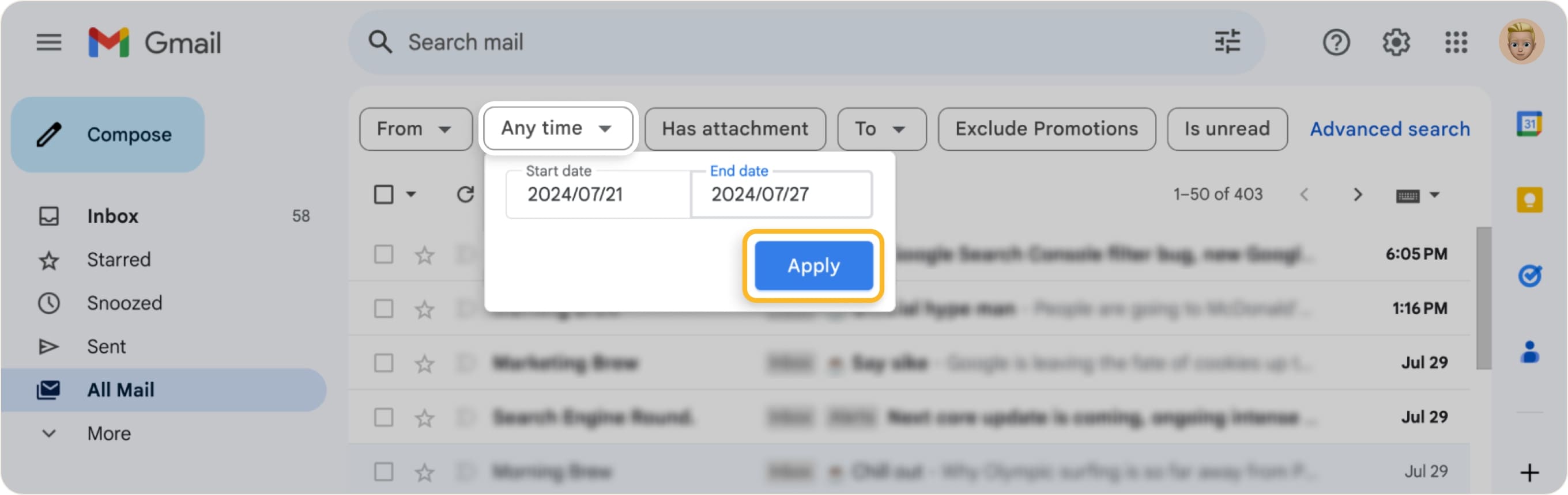 How to Show Emails From Last Week in Gmail and Outlook