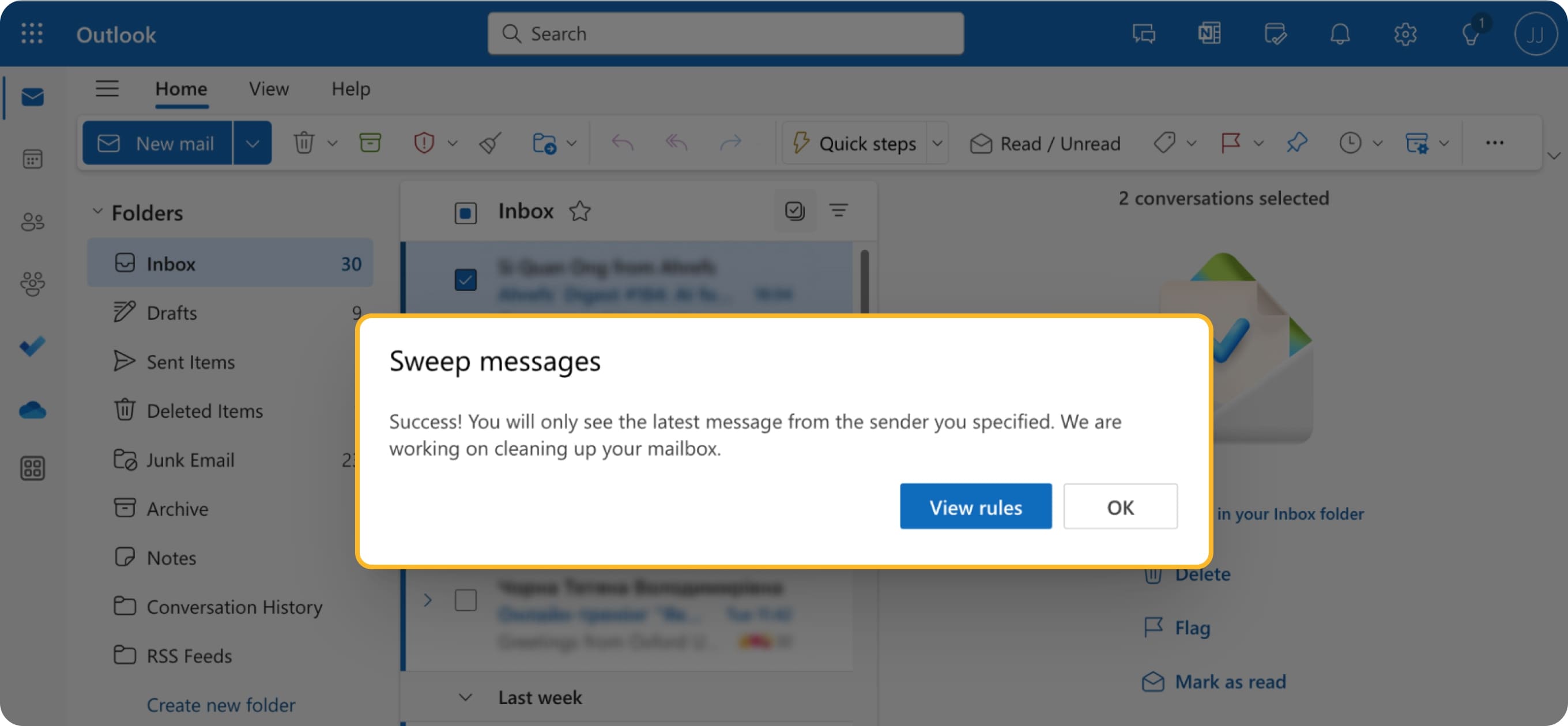 How to Create a Sweep Rule in Outlook | Guide by Clean Email